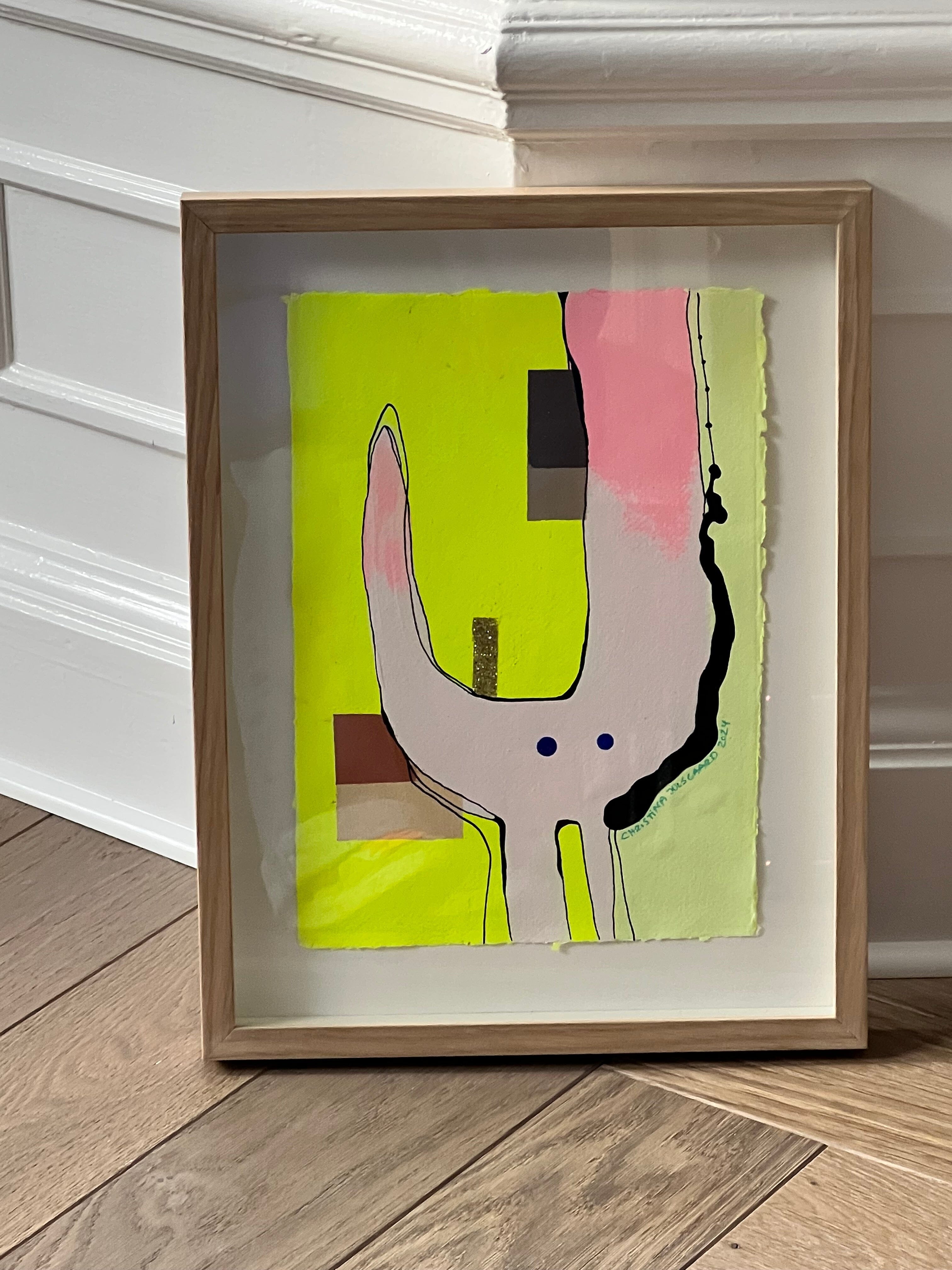 Maleri på indisk papir i dybe rammer - Salg af papirværker med ramme ...